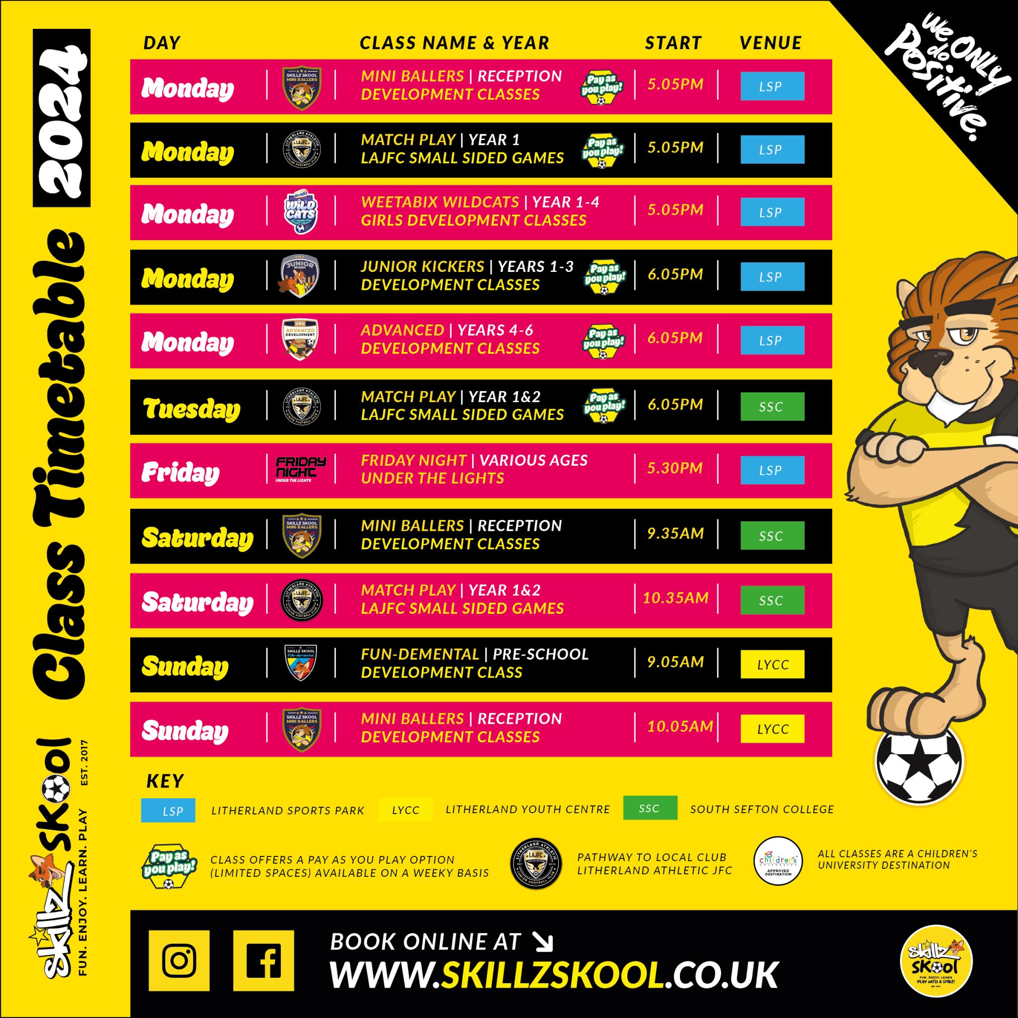 Timetable – Skillz Skool